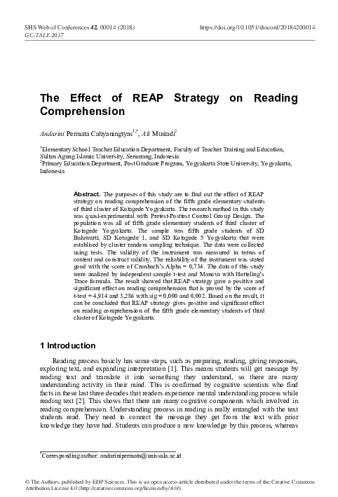 (PDF) The Effect of REAP Strategy on Reading Comprehension