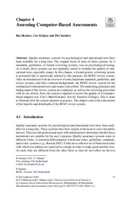 (PDF) Assessing Computer-Based Assessments | Cor Sluijter - Academia.edu