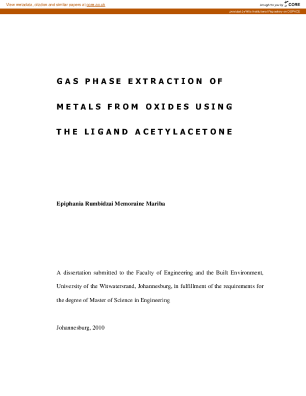(PDF) Gas phase extraction of metals from oxides using the ligand ...