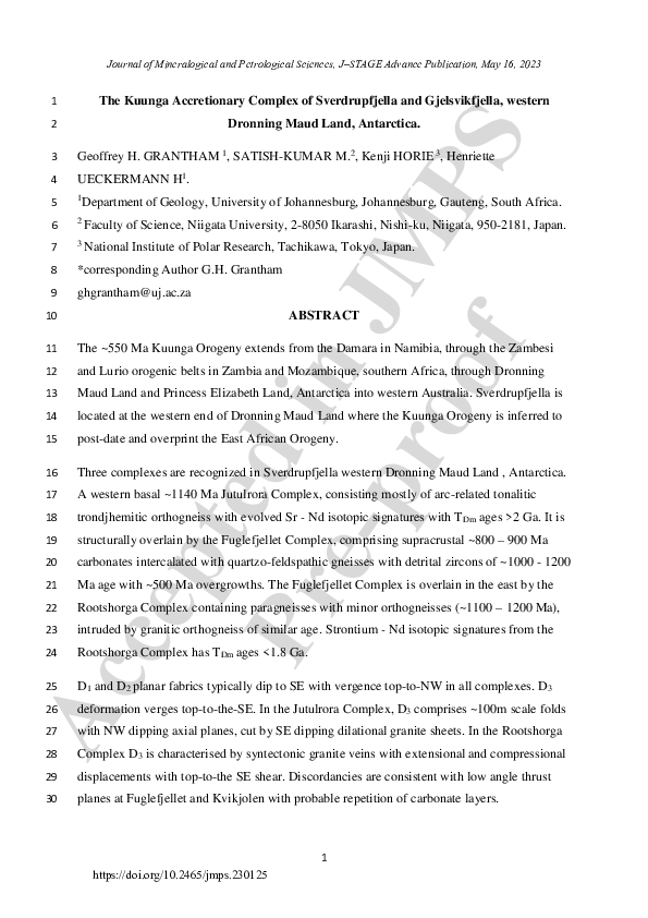 (PDF) The Kuunga Accretionary Complex of Sverdrupfjella and ...