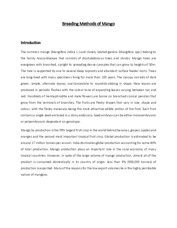 (PDF) Breeding Methods of Mango