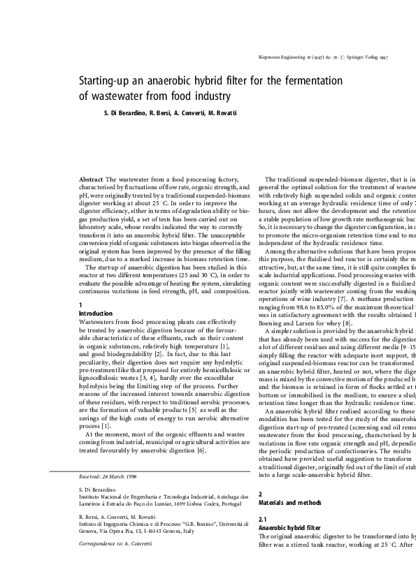 (PDF) Starting-up an anaerobic hybrid filter for the fermentation of ...