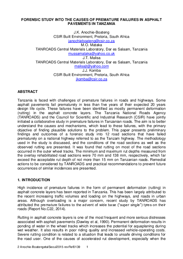 (PDF) Forensic study into the causes of premature failures in asphalt ...