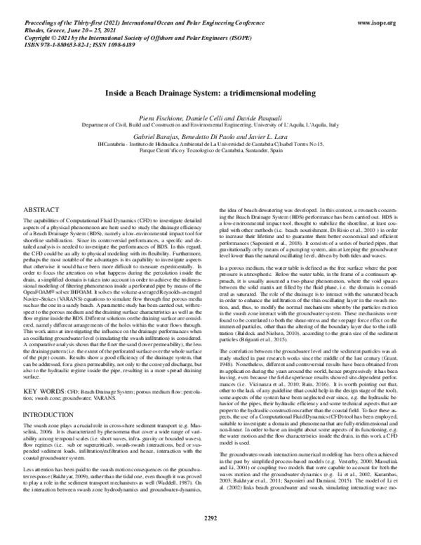 (PDF) Inside a Beach Drainage System: a tridimensional modeling