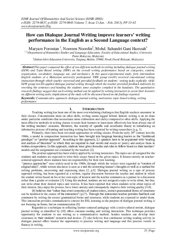 (PDF) How can Dialogue Journal Writing improve learners’ writing ...
