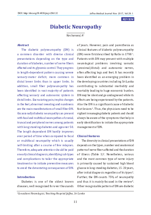 (PDF) Understanding Diabetic Neuropathy: Types, Symptoms, and Management
