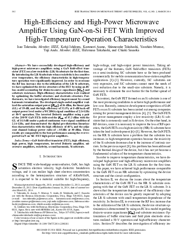 (PDF) High-Efficiency and High-Power Microwave Amplifier Using GaN-on ...