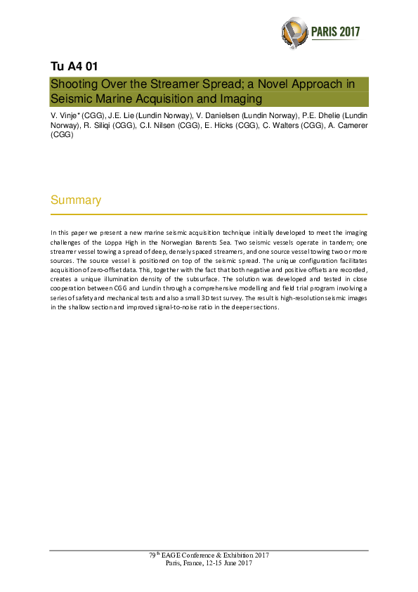(PDF) Shooting over the Streamer Spread - A Novel Approach in Seismic ...