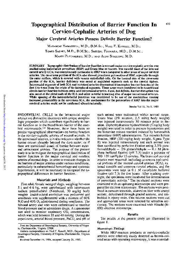 (PDF) Topographical distribution of barrier function in cervico-cephalic arteries of dog. Major ...