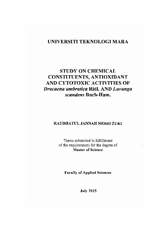 (PDF) UNIVERSITI TEKNOLOGI MARA STUDY ON CHEMICAL CONSTITUENTS ...