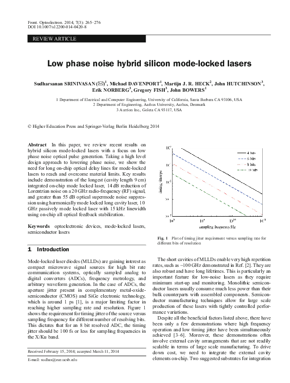 (PDF) Low phase noise hybrid silicon mode-locked lasers | Sudharsanan Srinivasan - Academia.edu