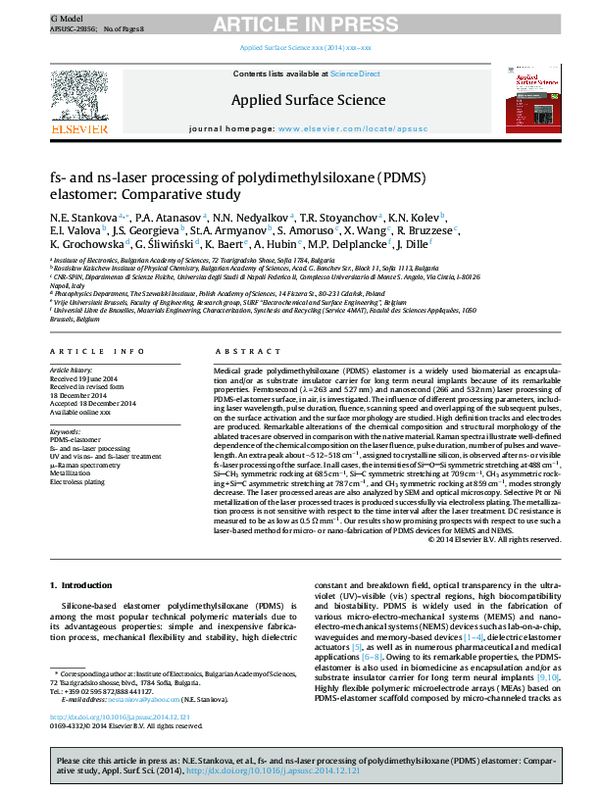 (PDF) fs- and ns-laser processing of polydimethylsiloxane (PDMS ...