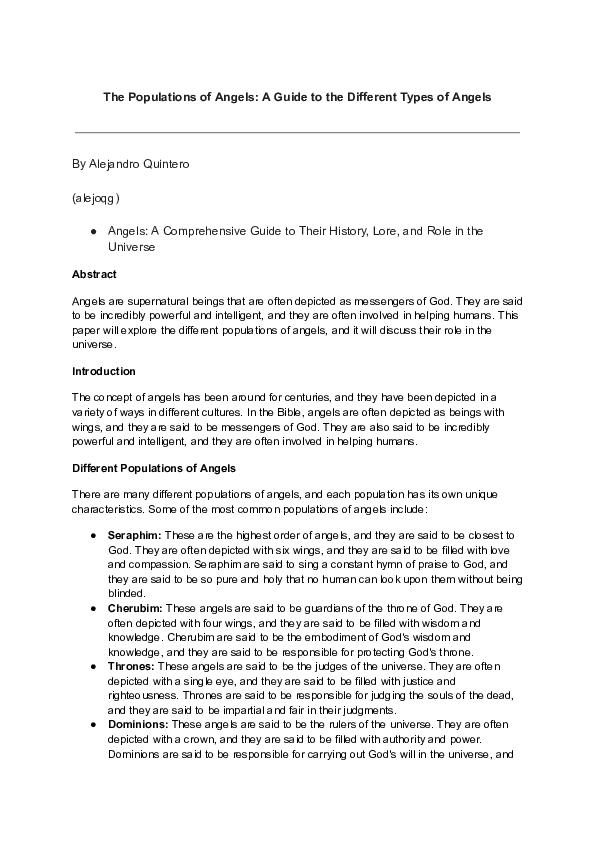 (PDF) The Populations of Angels: A Guide to the Different Types of Angels