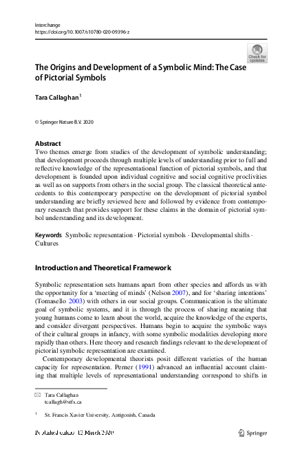 (PDF) The Origins and Development of a Symbolic Mind: The Case of ...