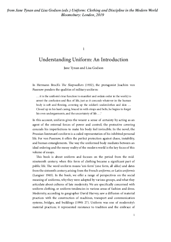 (PDF) Understanding Uniform: An Introduction from Tynan and Godson (eds ...