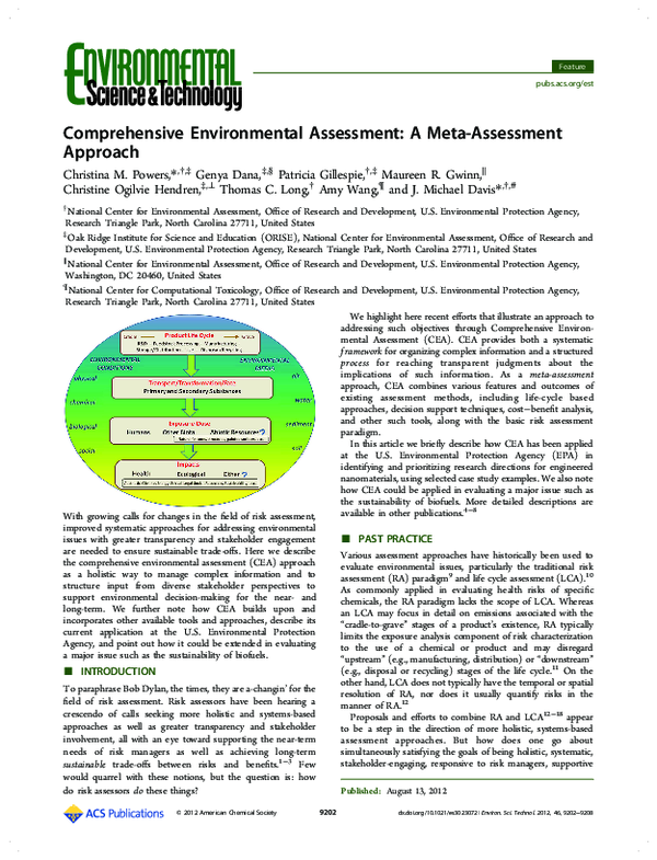 (PDF) Comprehensive Environmental Assessment: A Meta-Assessment Approach