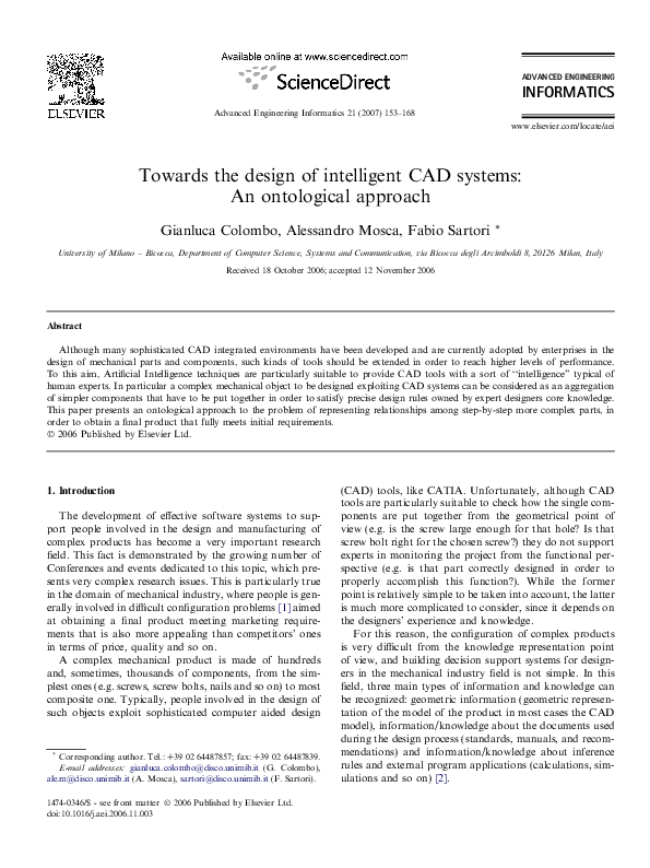 (PDF) Towards the design of intelligent CAD systems: An ontological ...