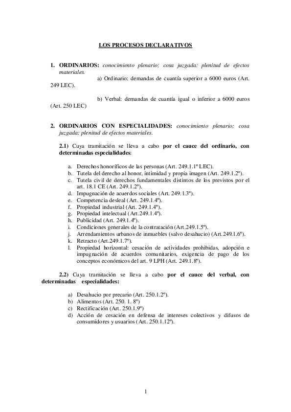 (PDF) Los procesos declarativos: esquema