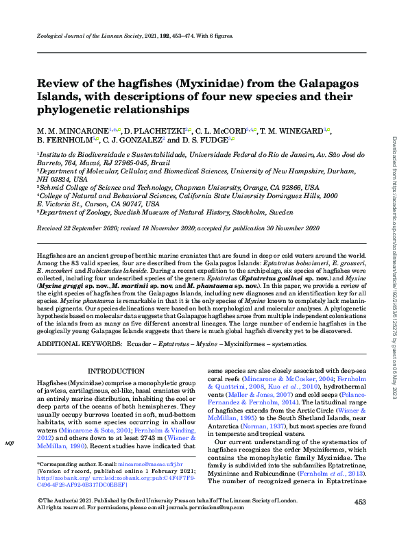 (PDF) Review of the hagfishes (Myxinidae) from the Galapagos Islands ...