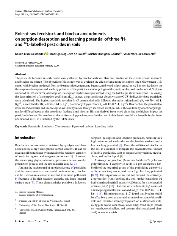 (PDF) Role of raw feedstock and biochar amendments on sorption ...