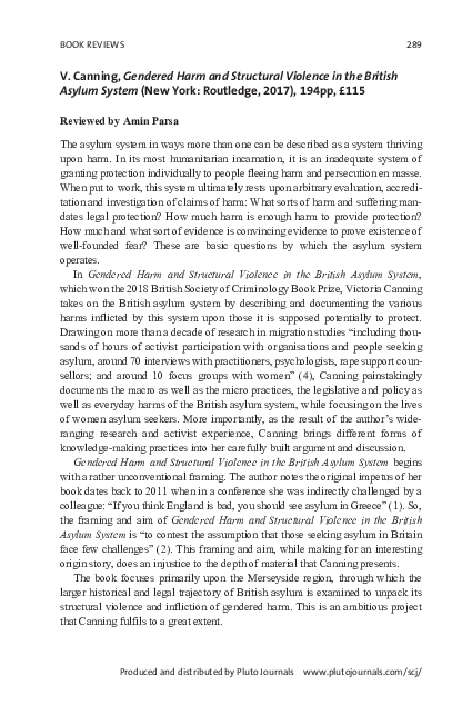 (PDF) V. Canning, Gendered Harm and Structural Violence in the British ...