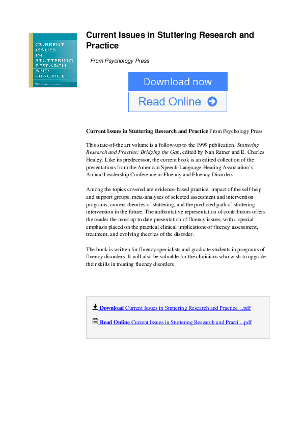 (PDF) Current Issues in Stuttering Research and Practice