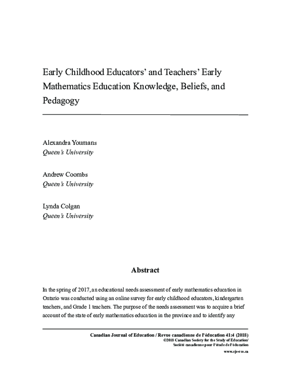 (PDF) Early Childhood Educators' and Teachers' Early Mathematics ...