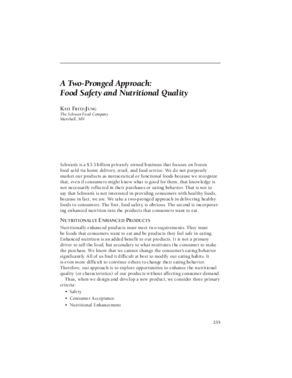 (PDF) A Two-pronged approach: Food safety and nutritional quality