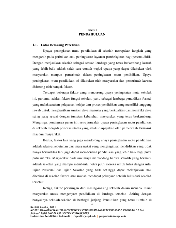 (PDF) MODEL MANAJEMEN MUTU IMPLEMENTASI PENDIDIKAN KARAKTER BERBASIS PROGRAM “7 Poe Atikan” PADA ...