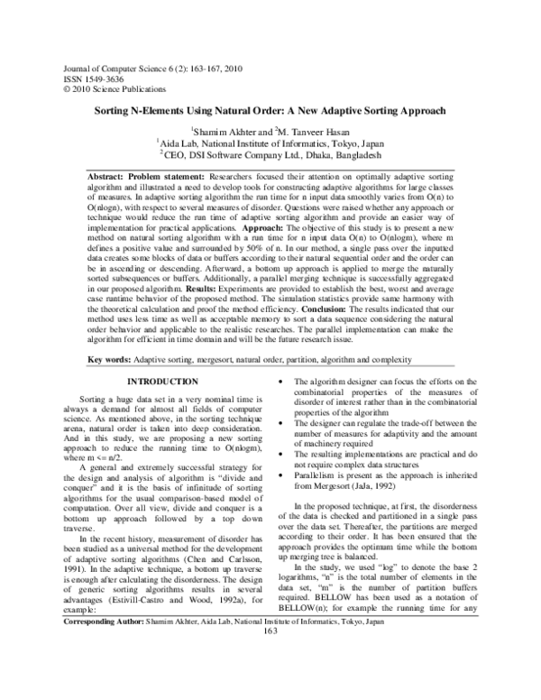 (PDF) Sorting N-Elements Using Natural Order: A New Adaptive Sorting Approach
