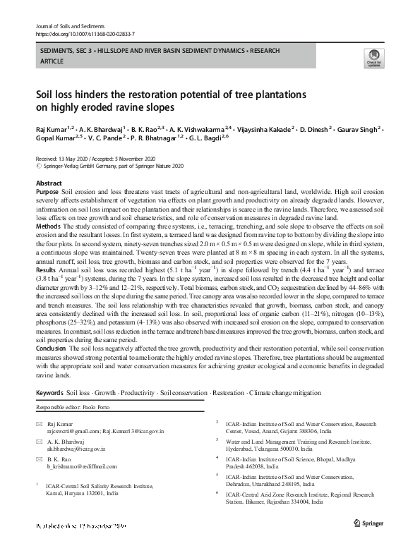 (PDF) Soil loss hinders the restoration potential of tree plantations ...