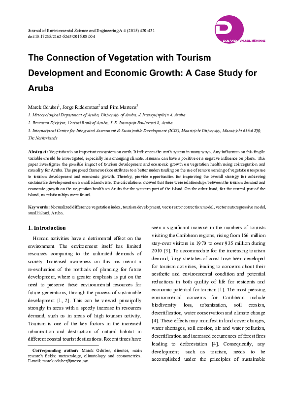 (PDF) The Connection of Vegetation with Tourism Development and Economic Growth: A Case Study ...