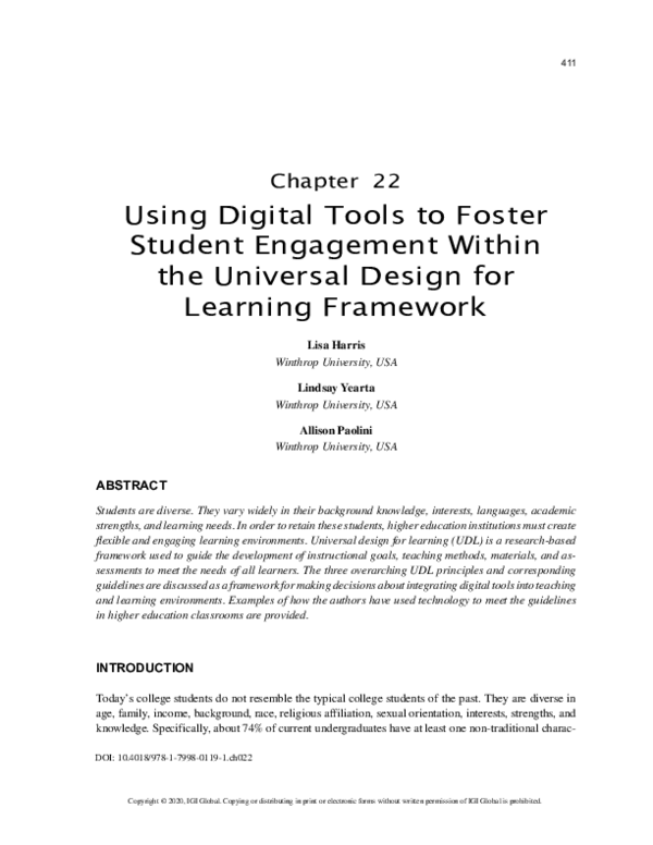 (PDF) Using Digital Tools to Foster Student Engagement Within the ...