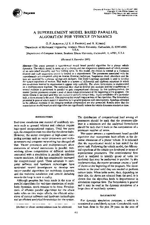 (PDF) A superelement model based parallel algorithm for vehicle dynamics