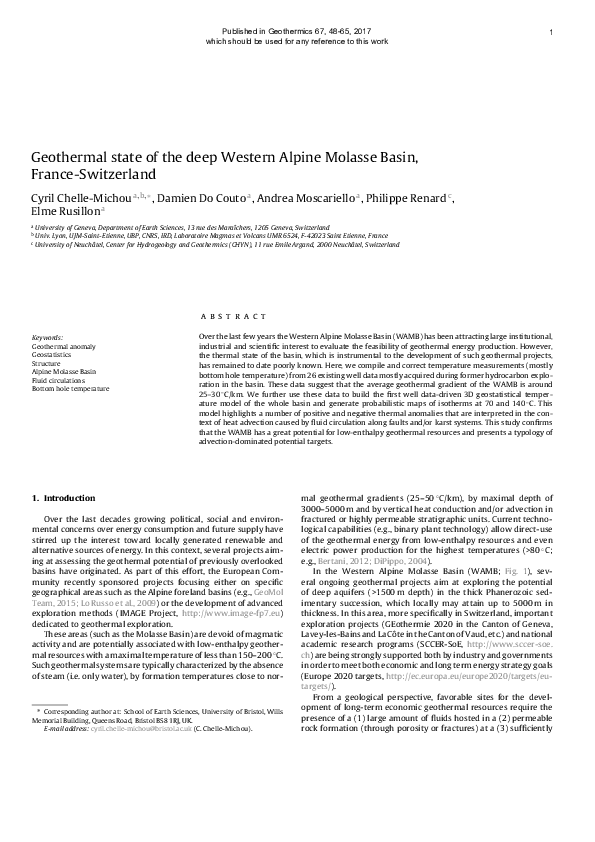(PDF) Geothermal state of the deep Western Alpine Molasse Basin, France ...