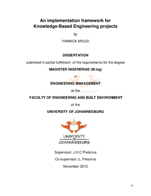 (PDF) An implementation framework for Knowledge-Based Engineering projects