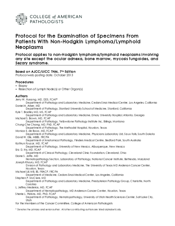 (PDF) Protocol for the examination of specimens from patients with non ...