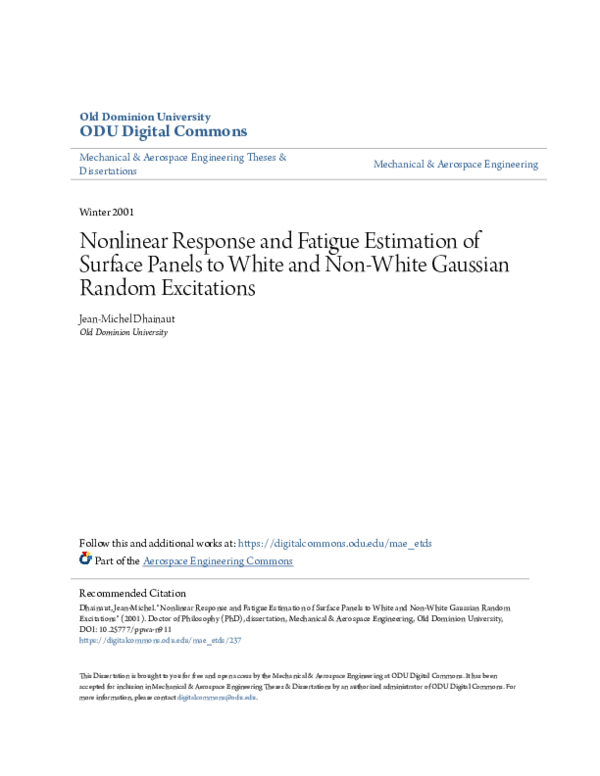 (PDF) Nonlinear Response and Fatigue Estimation of Surface Panels to ...