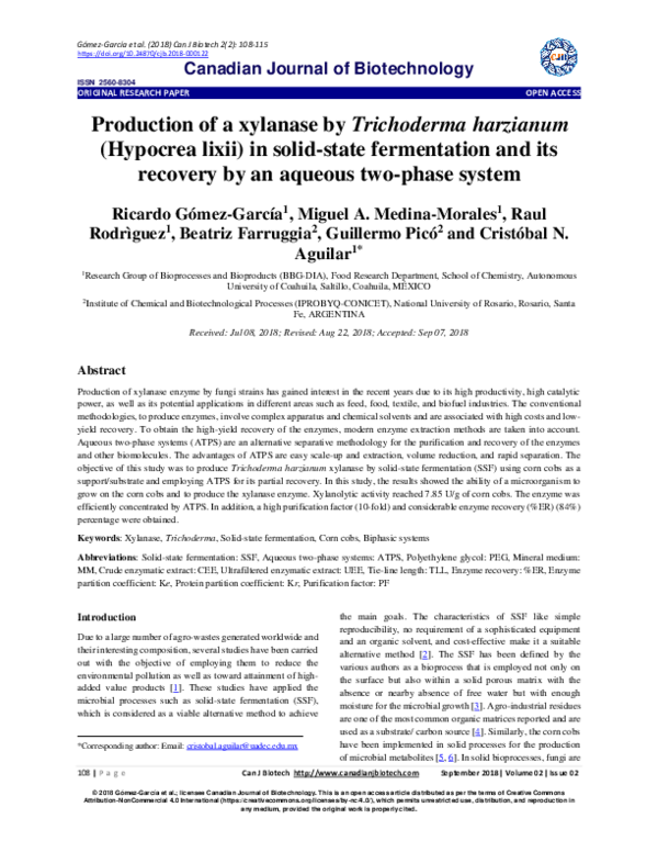 (PDF) Production of a xylanase by Trichoderma harzianum (Hypocrea lixii ...