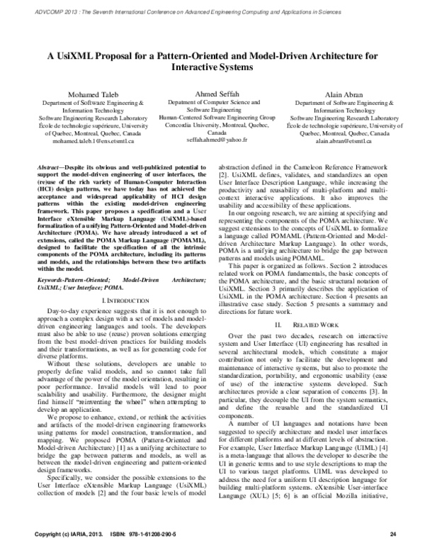 (PDF) POMA: A UsiXML Framework for Model-Driven HCI Patterns