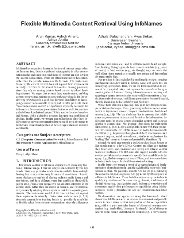 (PDF) Flexible multimedia content retrieval using InfoNames