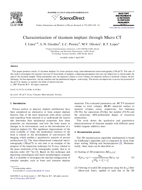(PDF) Characterization of titanium implant through Micro CT