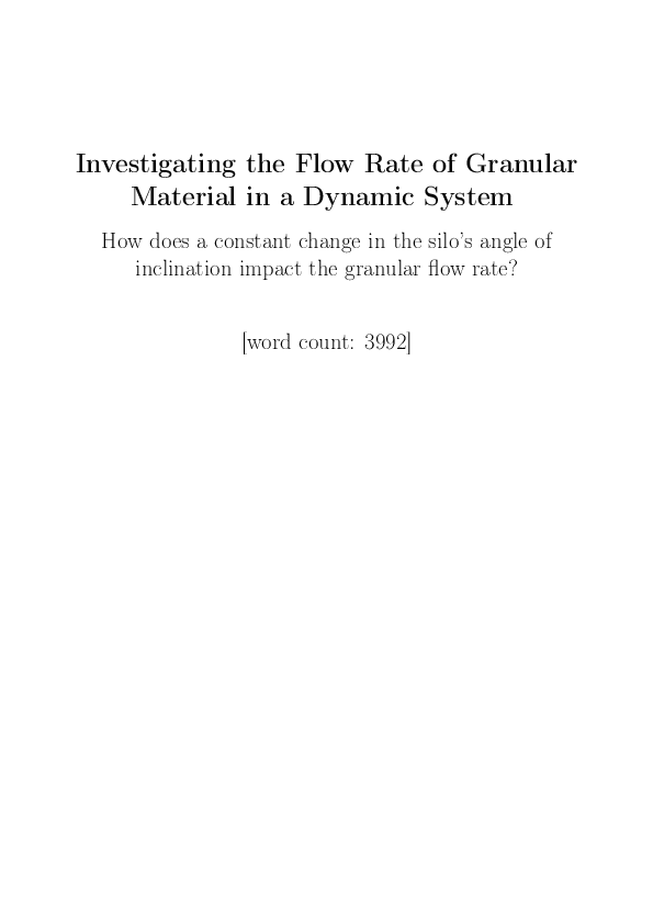 (PDF) Investigating the Flow Rate of Granular Material in a Dynamic System