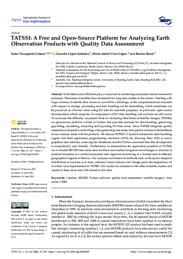 (PDF) TATSSI: A Free and Open-Source Platform for Analyzing Earth Observation Products with ...
