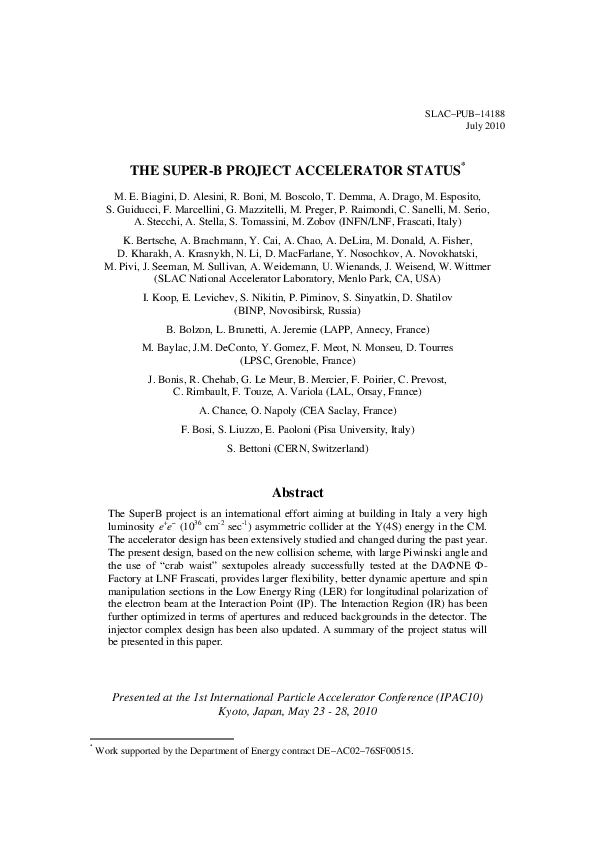 (PDF) The SuperB Project Accelerator Status