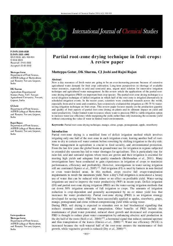 Pdf Partial Root Zone Drying Technique In Fruit Crops A Review Paper
