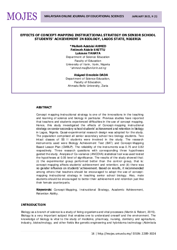 Pdf Effects Of Concept Mapping Instructional Strategy On Senior