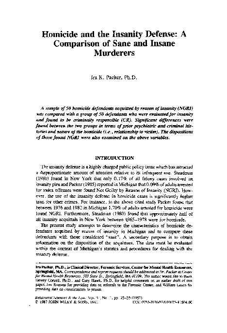 Insanity Plea Statistics Perception