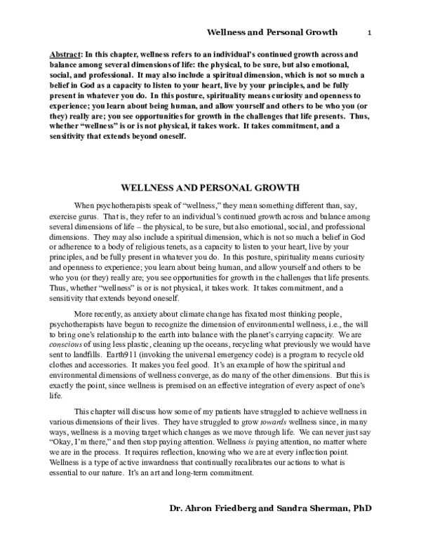 (PDF) Wellness and Personal Growth