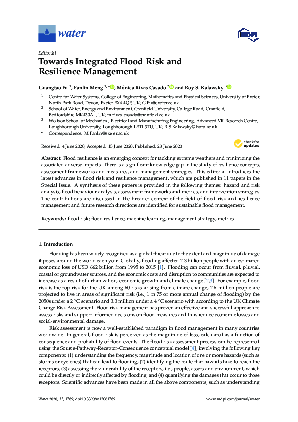 (PDF) Towards Integrated Flood Risk and Resilience Management